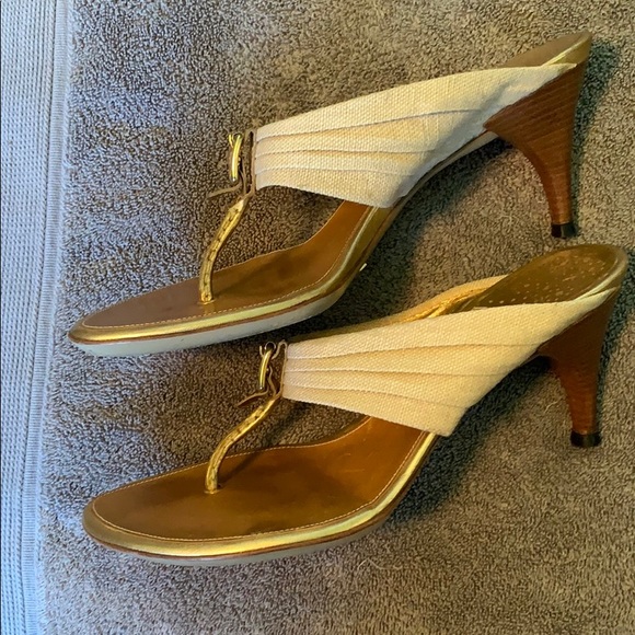 Cole Haan | Shoes | Cole Haan Heels Sandals Size 92 B Gold And Tan ...